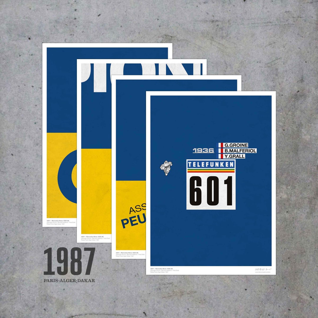 Georges GROINE NUMBERS Paris-dakar 1987 Set of 4 POSTERS / - Etsy