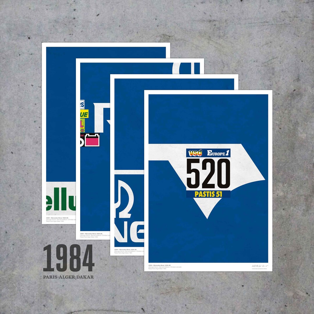 Georges GROINE NUMBERS Paris-dakar 1984 Set of 4 POSTERS / - Etsy
