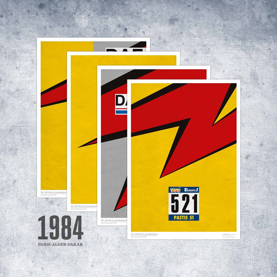 DAF NUMBERS Paris-dakar 1984 Set of 4 POSTERS / Digital - Etsy