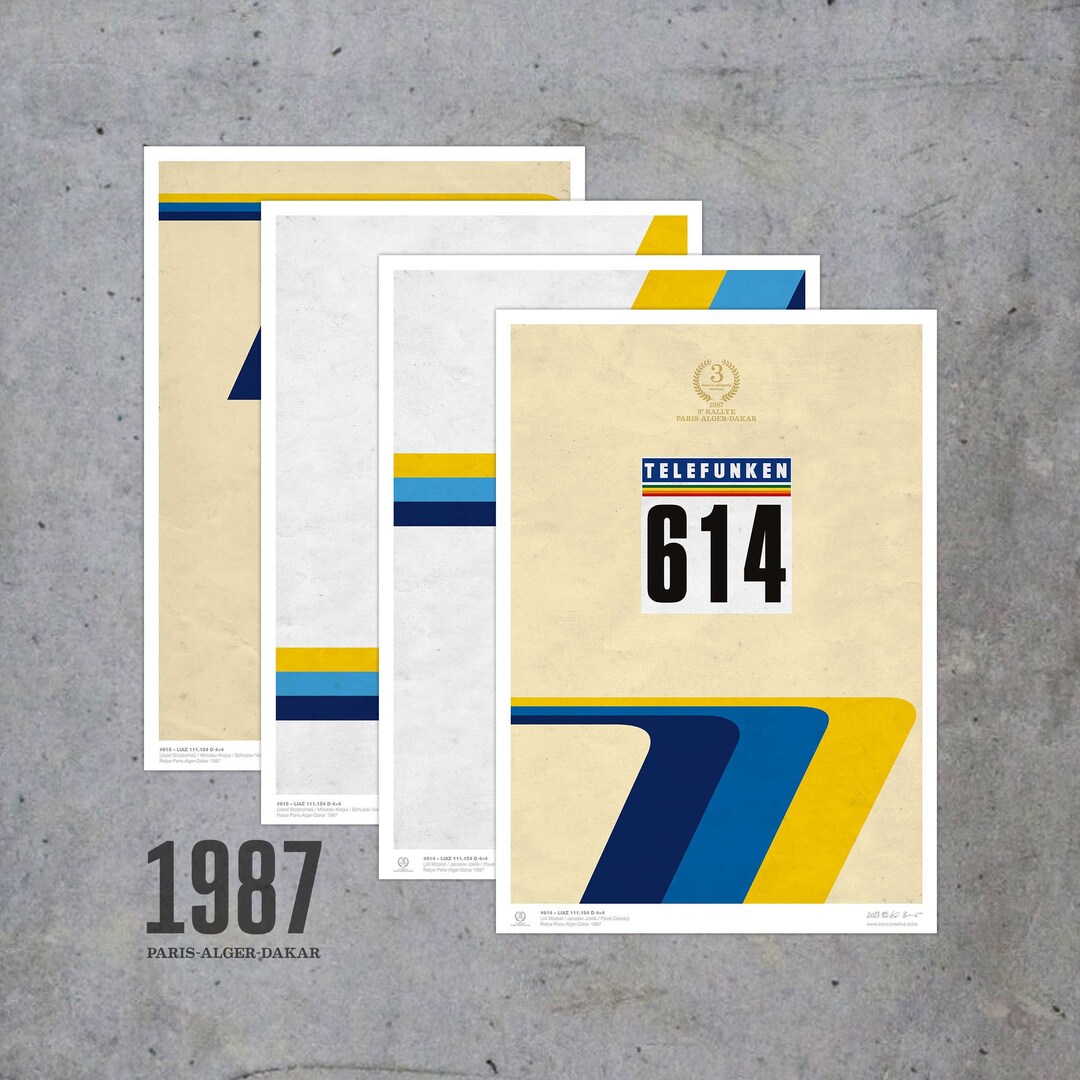 LIAZ NUMBERS Paris-dakar 1987 Set of 4 POSTERS / Digital - Etsy