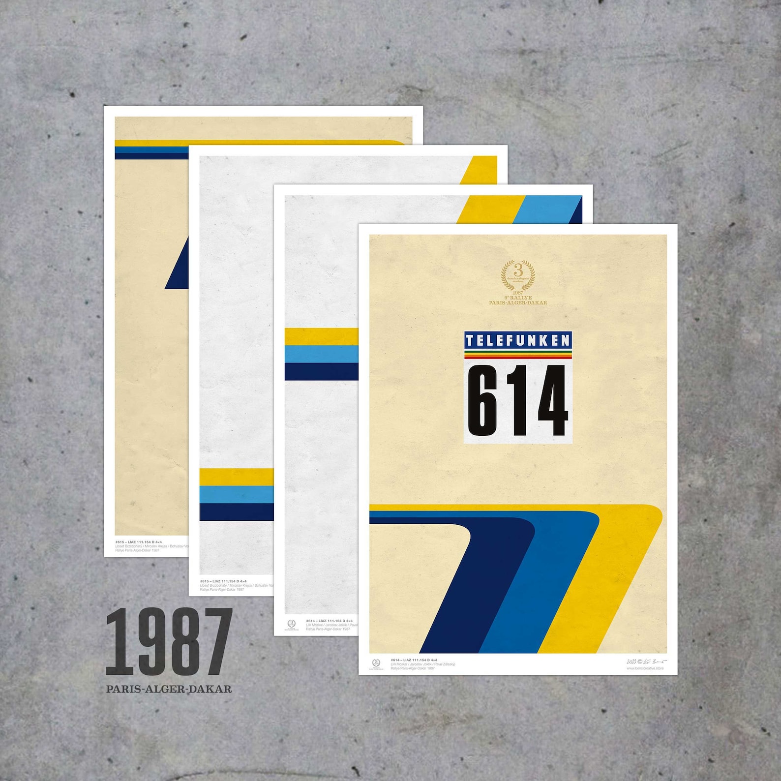 LIAZ NUMBERS Paris-dakar 1987 Set of 4 POSTERS / Digital - Etsy
