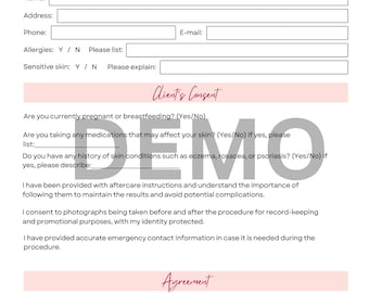 Client Consent Form, Digital Client Consent Form, Basic Client Consent ...