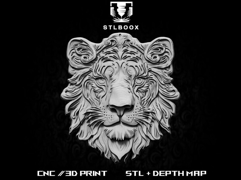 Tiger 3D STL / Router CNC / Tallado de madera / Corte / Uso comercial ...