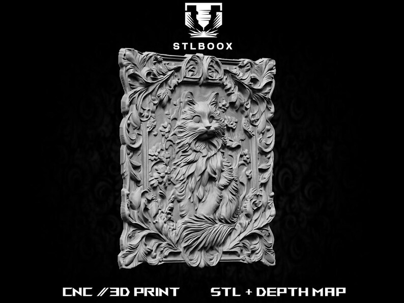Cat 3D STL | CNC Router | Wood Carving | Cutting | Commercial Use | Wall Decor | 3D Print ...
