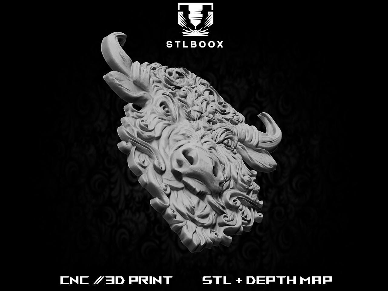Bison STL CNC, 3D File, Vetric, V-carve, Wood Engrave, Metal Engrave ...