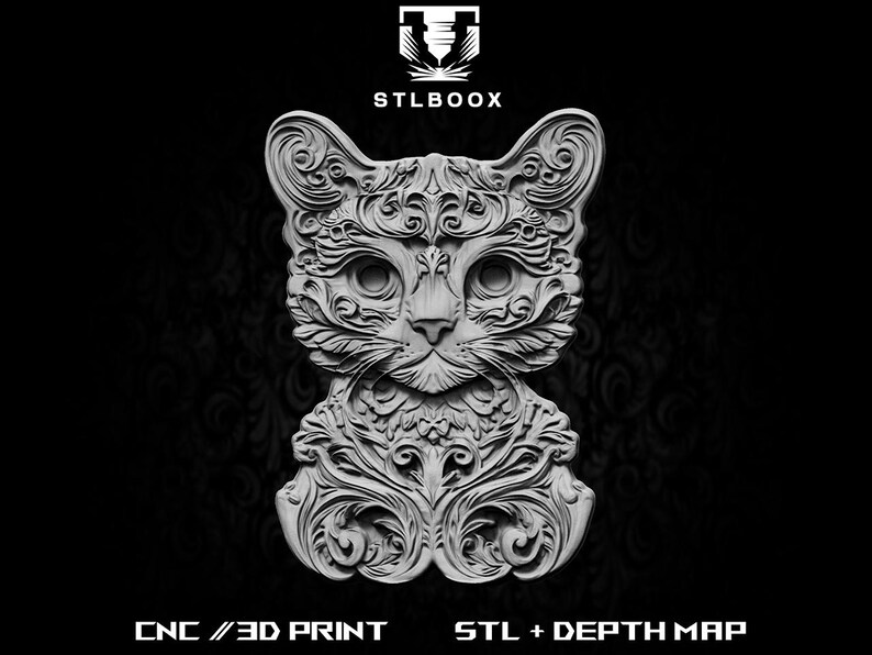 Cat 3D STL / Router CNC / Tallado de madera / Corte / Uso comercial ...