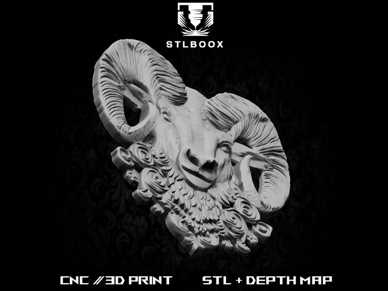 Ram Head 3D STL | CNC Router | Wood Carving | Cutting | Commercial Use ...