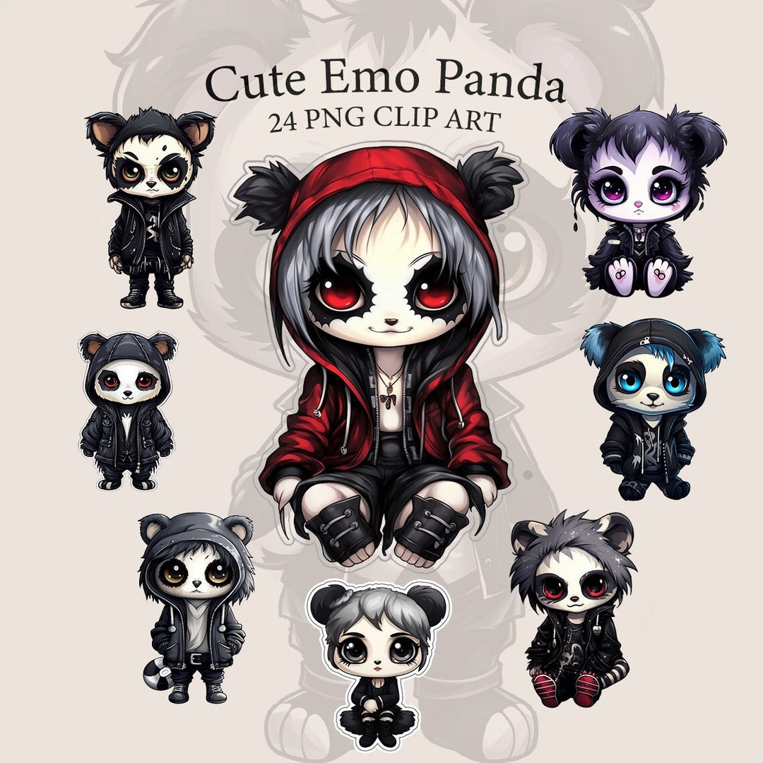 24 Cute Emo Pandas Clipart Kawaii Art Png Furry Clipart - Etsy