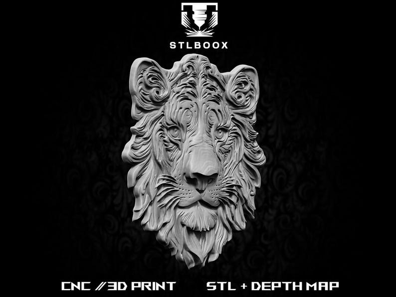 Tiger 3D STL / Router CNC / Tallado de madera / Corte / Uso comercial ...