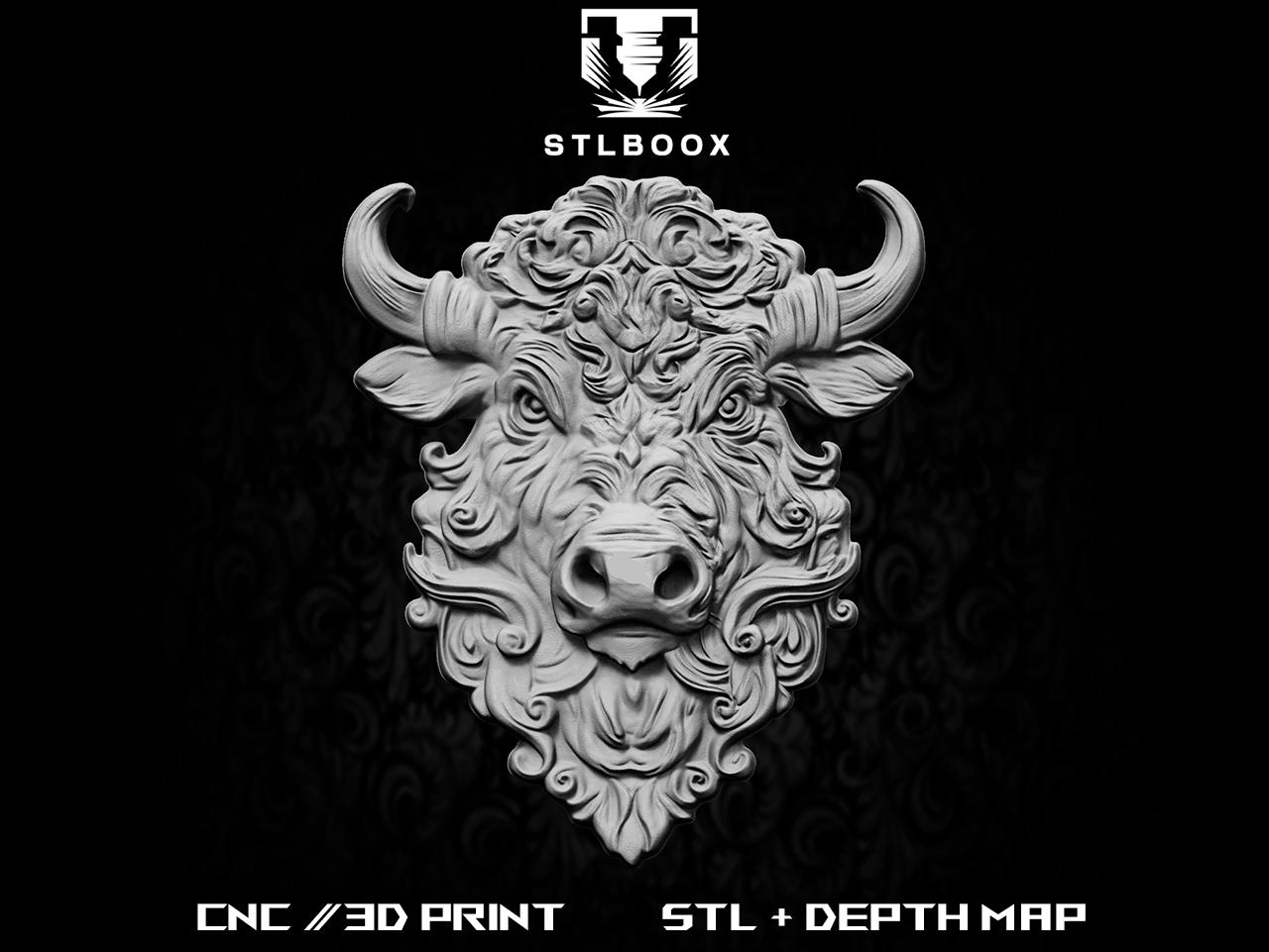 Bison STL CNC, 3D File, Vetric, V-carve, Wood Engrave, Metal Engrave ...
