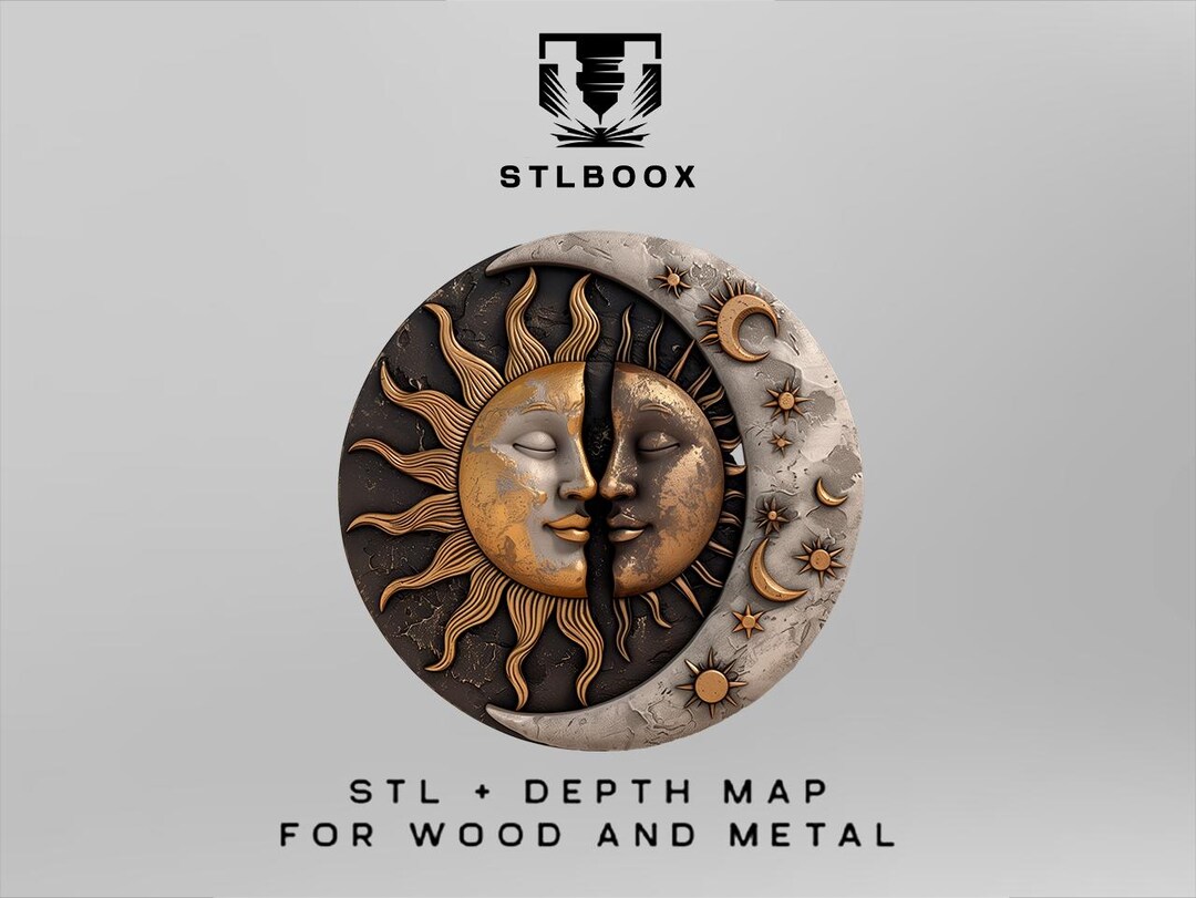 Sun Moon STL CNC, 3D File, Artcam, Vetric, V-carve, Wood Engrave, Metal ...