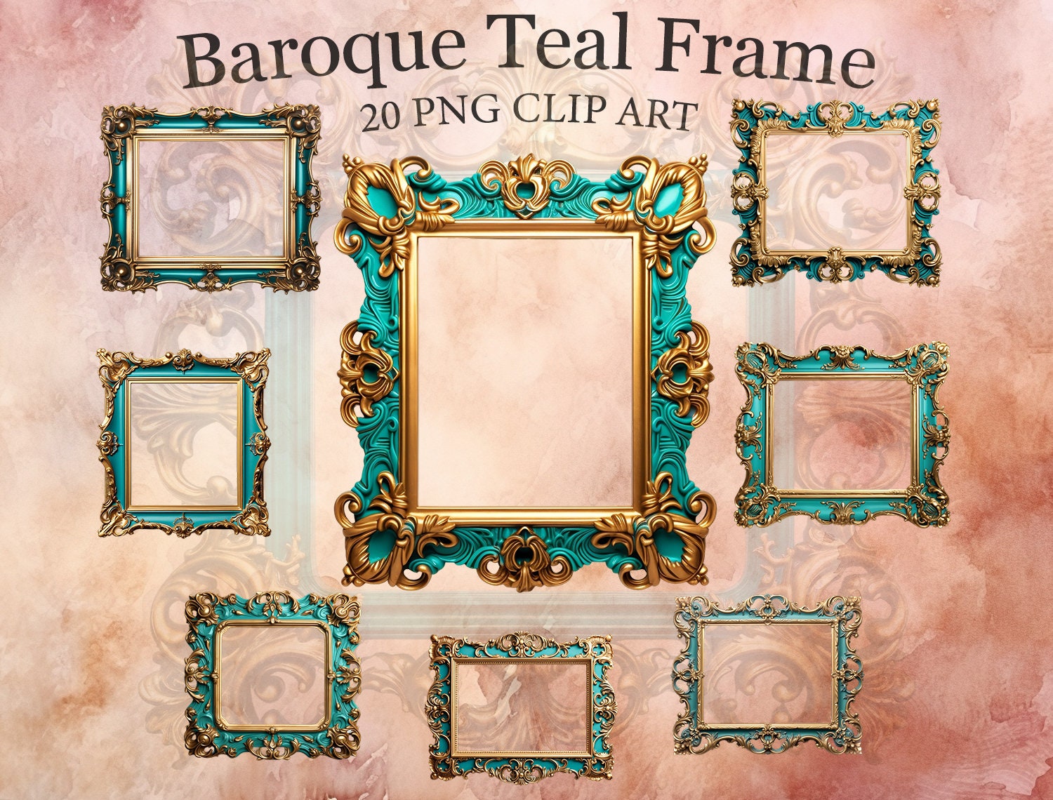Teal Frames Clip Art