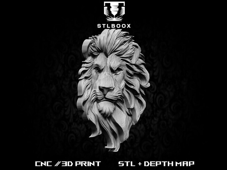 Lion STL CNC, 3D File, Vetric, V-carve, Wood Engrave, Metal Engrave ...
