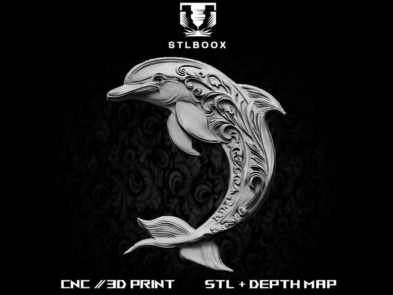 Dolphin 3D STL / Router CNC / Tallado de madera / Corte / Uso comercial ...