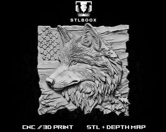 Eagle U.S.A Flag 3D STL | CNC Router | Wood Carving | Cutting ...