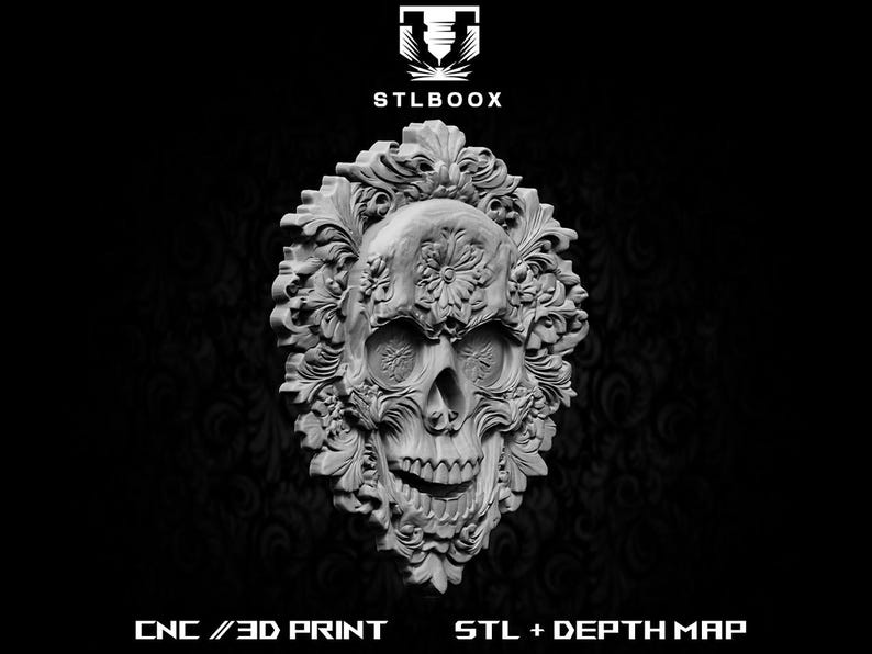 Aztec Skull STL CNC, 3D File, Vetric, V-carve, Wood Engrave, Metal ...