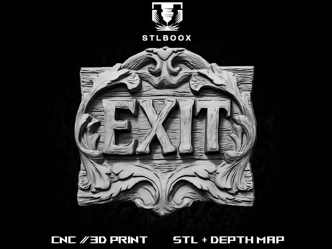 Exit Sign 3D STL | CNC Router | Wood Carving | Cutting | Commercial Use ...