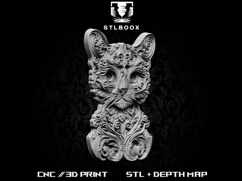 Cat 3D STL / Router CNC / Tallado de madera / Corte / Uso comercial ...