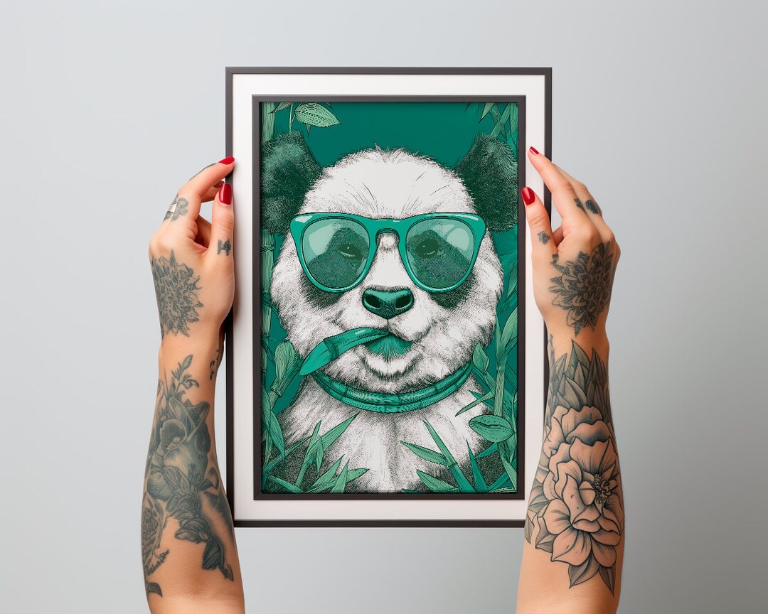 Panda Poster, Digital Wall Art, Funky Illustration, Room Decor ...