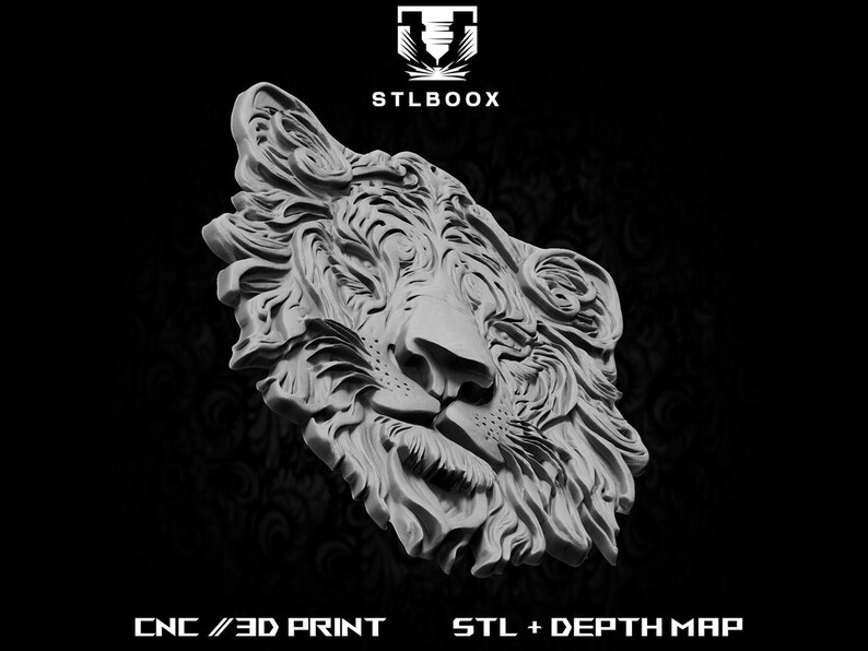 Tiger 3D STL / Router CNC / Tallado de madera / Corte / Uso comercial ...