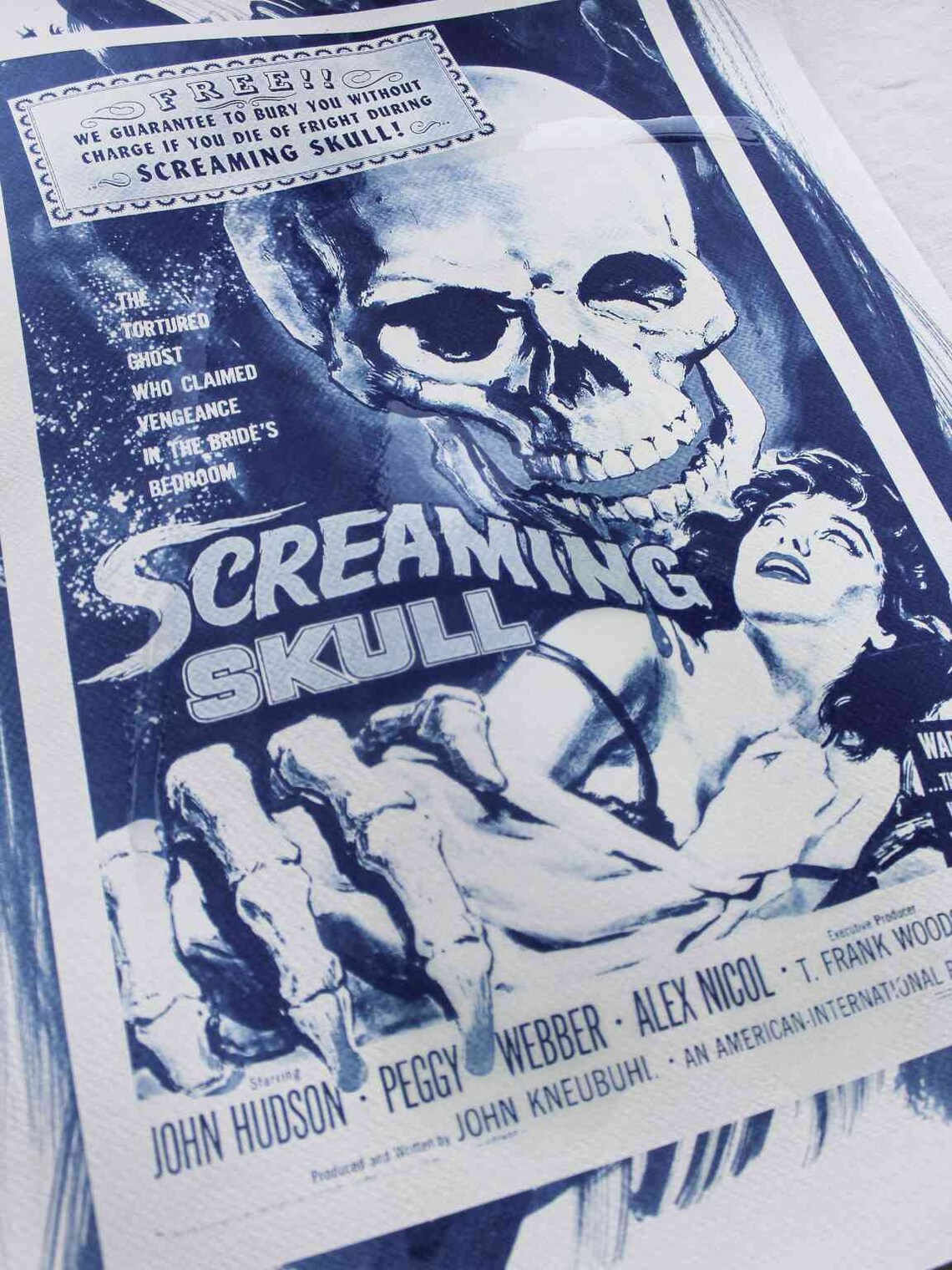 Vintage Halloween Horror Movie Poster Screaming Skull - Etsy