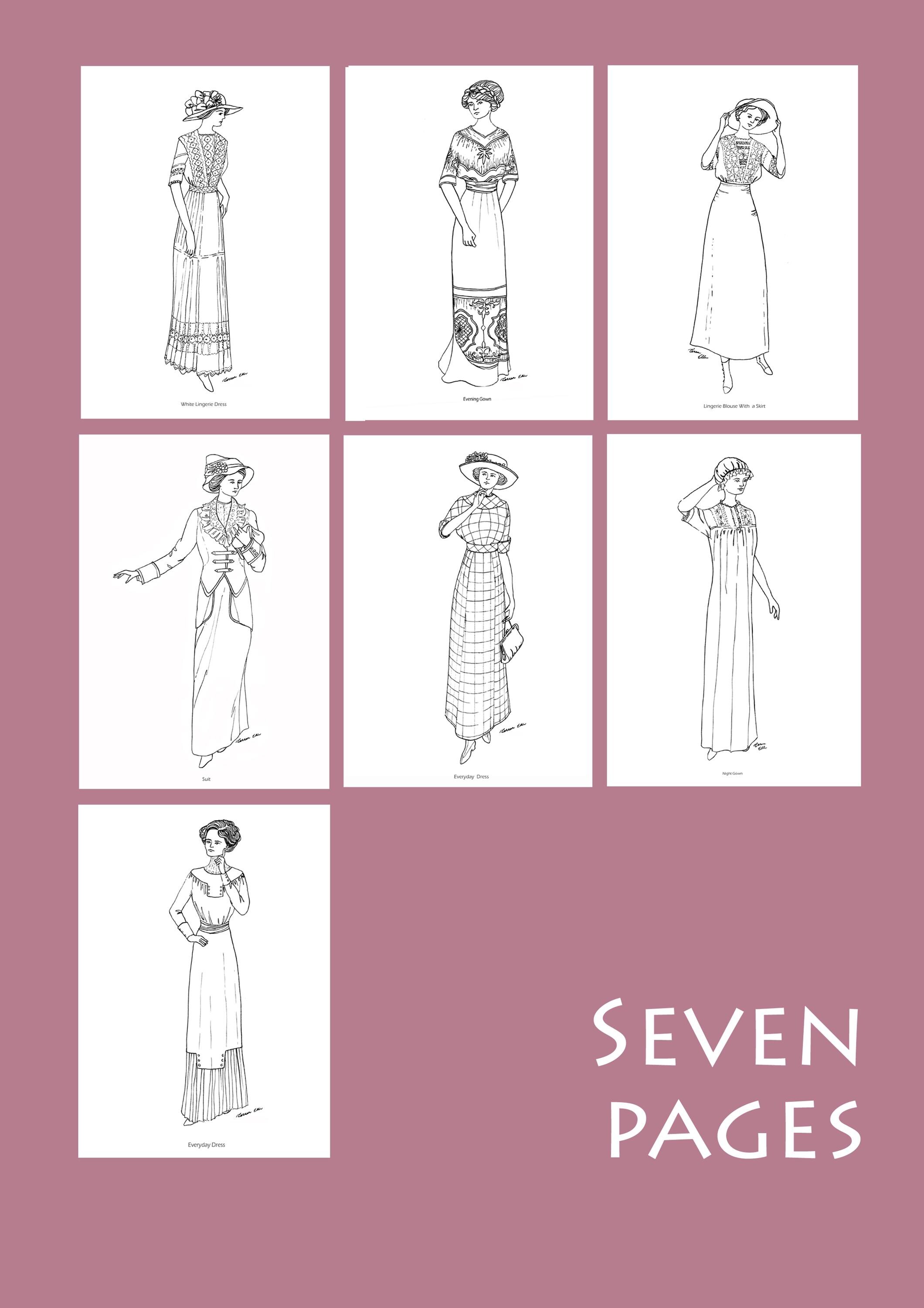 Historical Fashion Coloring Pages for Kids, 1910s Ladies, Art and ...