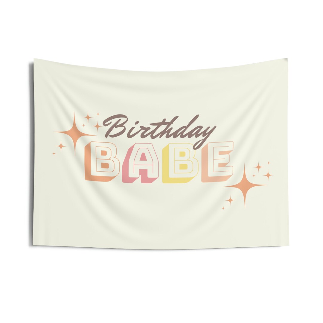 Birthday Babe - Colorful Happy Birthday Banner and Tapestry - Vibrant ...