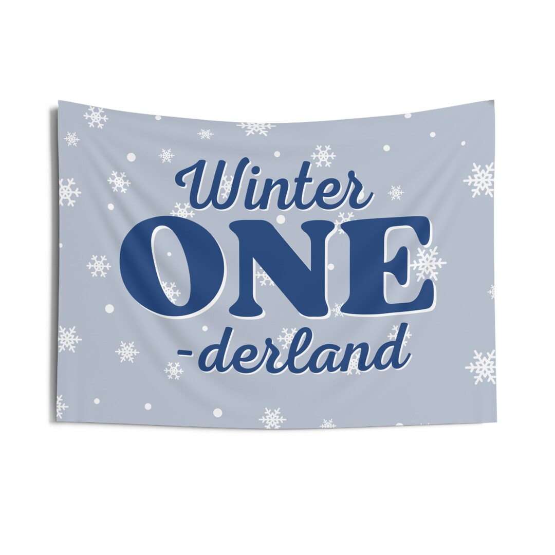 BLUE Winter ONE Derland Tapestry - First Birthday Christmas Banner ...