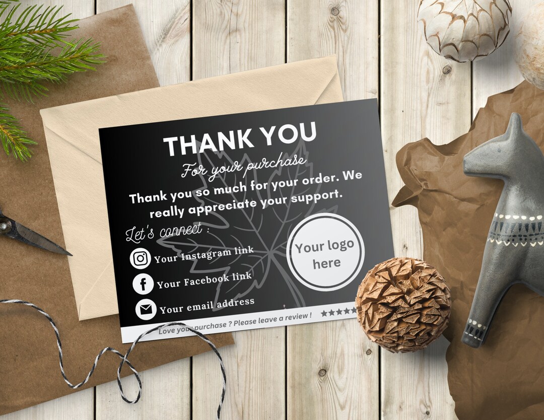 Elegant and Affordable Thank You Business Card Template, Printable ...
