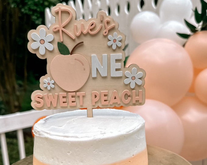 One Sweet Peach Cake Topper | Peach Birthday Cake Topper - Etsy