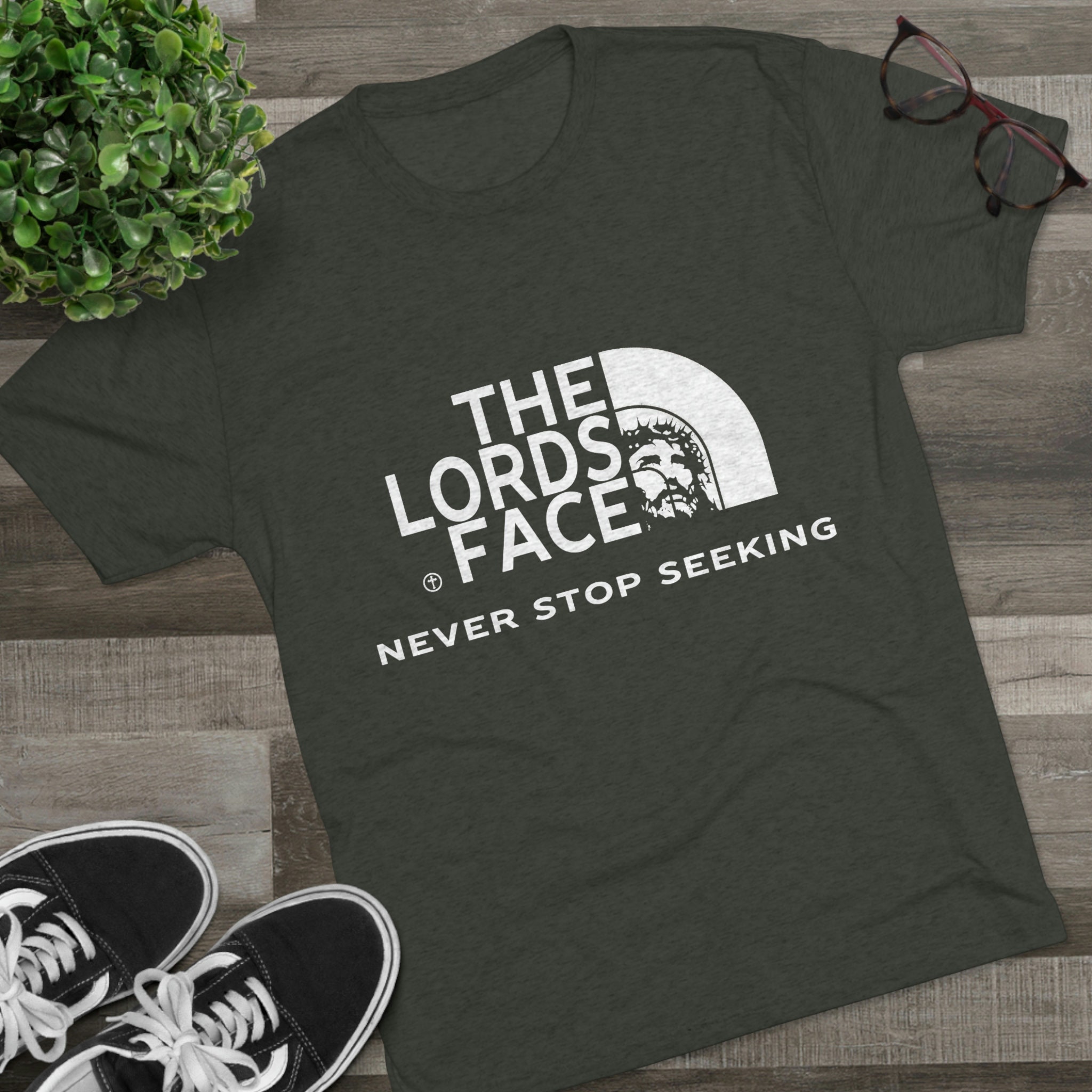 The Lords Face White Fun Christian Print Unisex Tri-blend Crew - Etsy