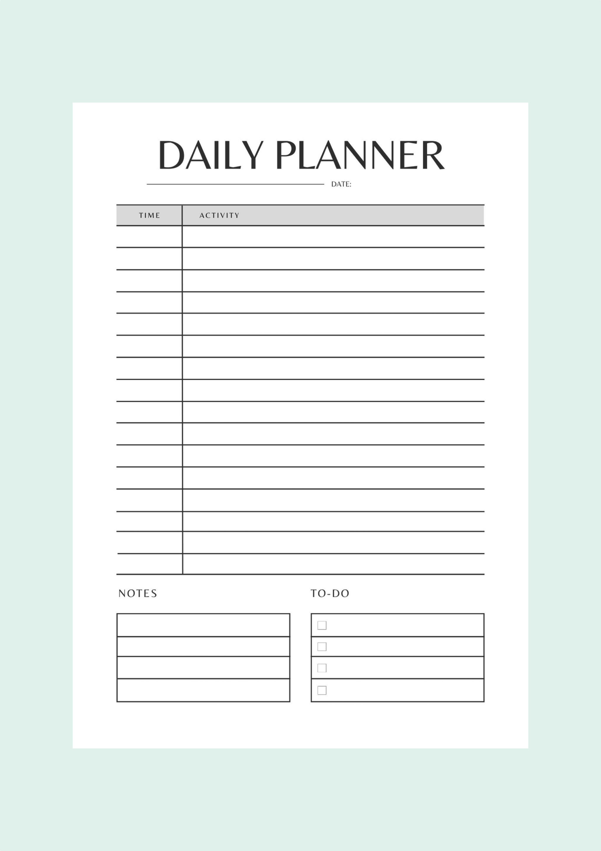 Daily Printable Planner, Daily Schedule, Day at a Glance, Daily ...