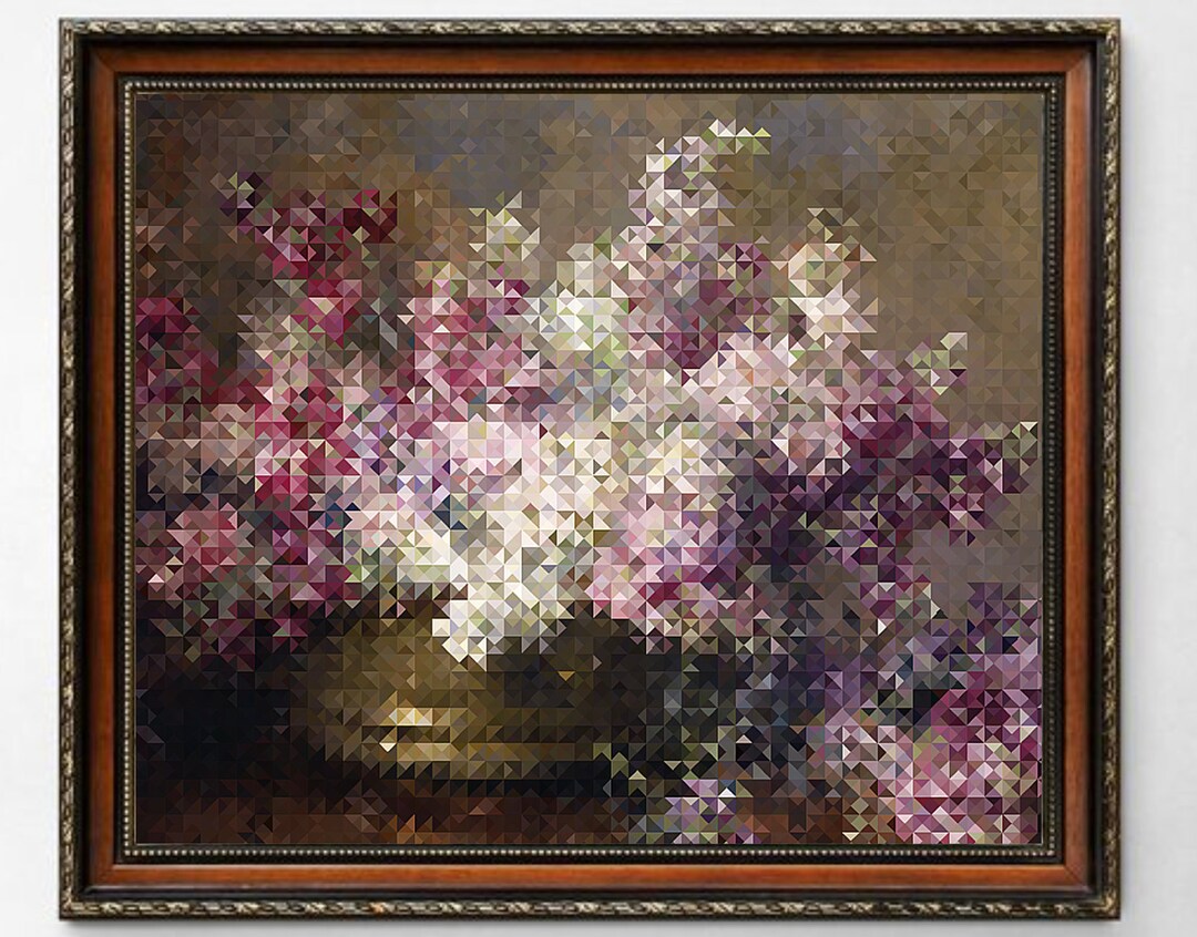 Pixelated Lavender Floral Wall Art Digital Download Trendy Art ...