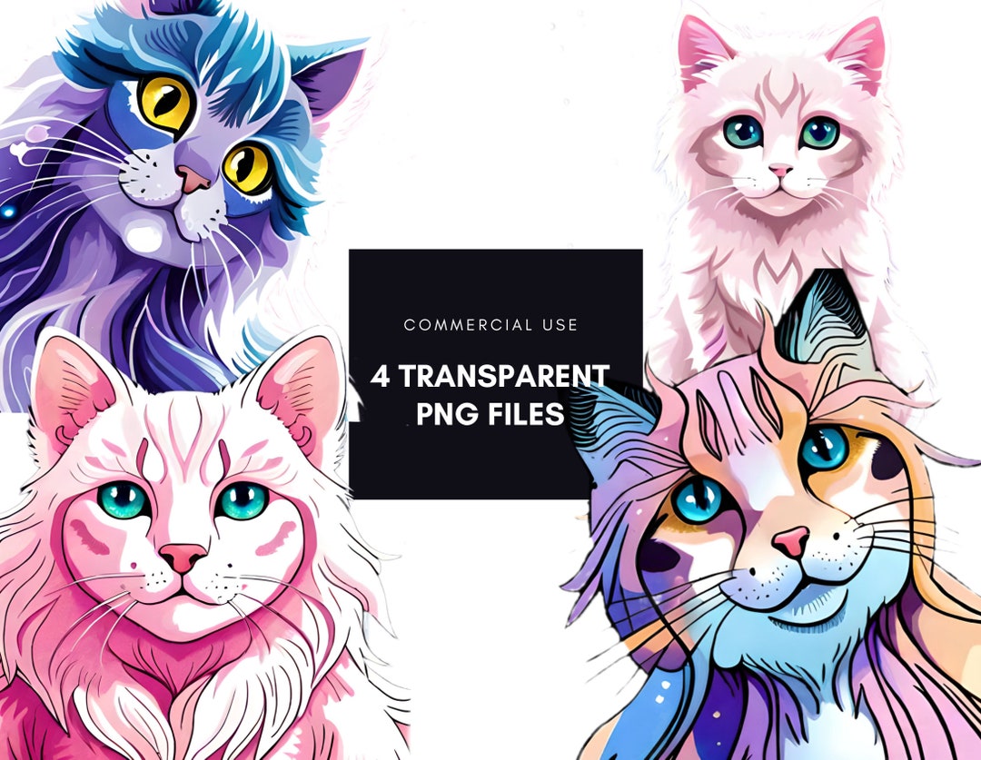 X4 Pastel Cats PNG Images, Kittens Clipart, Designs, Free Commercial ...