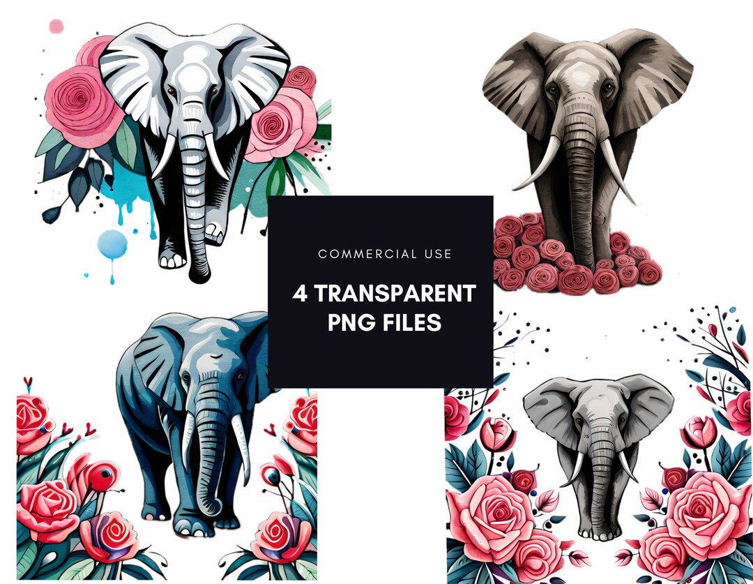 X4 Elephant Roses PNG Images, Elephant Clipart, Designs, Free ...