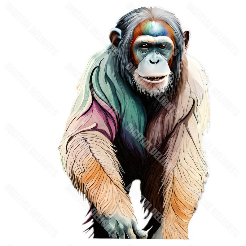 X4 Colourful Monkies PNG Images, Chimp Clipart, Designs, Free ...