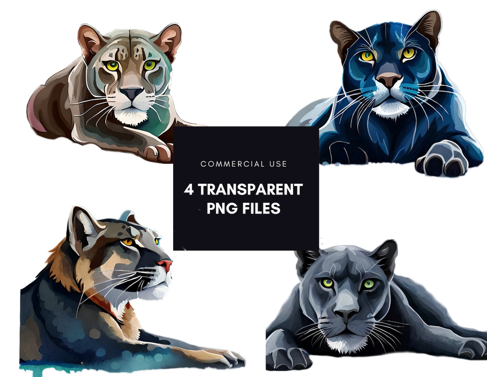X4 Big Cats PNG Images, Wild Cat Clipart, Designs, Free Commercial Use ...