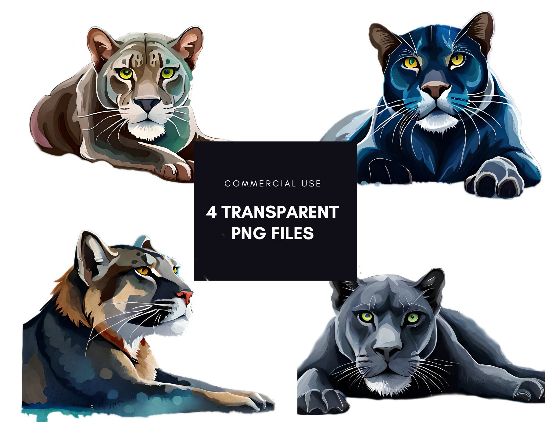 X4 Big Cats PNG Images, Wild Cat Clipart, Designs, Free Commercial Use ...