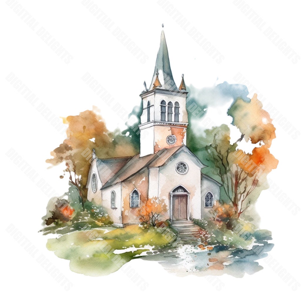 9 Church Clipart, Transparent Church Png Art Bundle for Paper Crafting ...