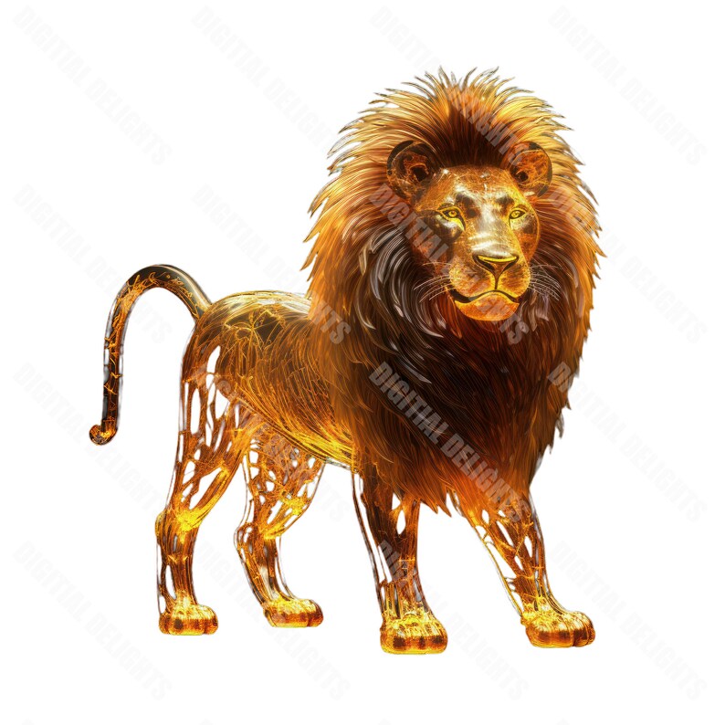 Golden Lion PNG, Lake Downloadable Wallpaper, Digital Art (digital ...