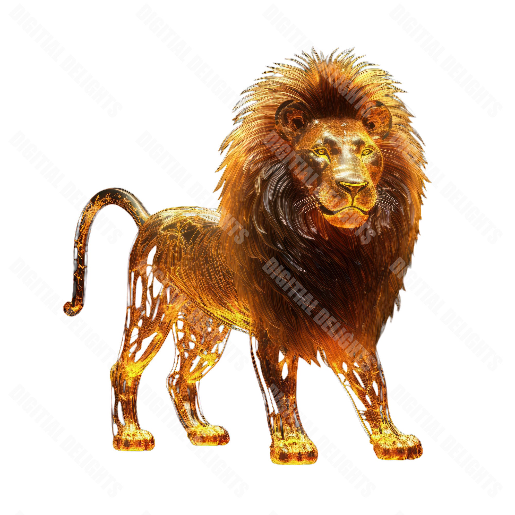 Golden Lion PNG, Lake Downloadable Wallpaper, Digital Art (digital ...