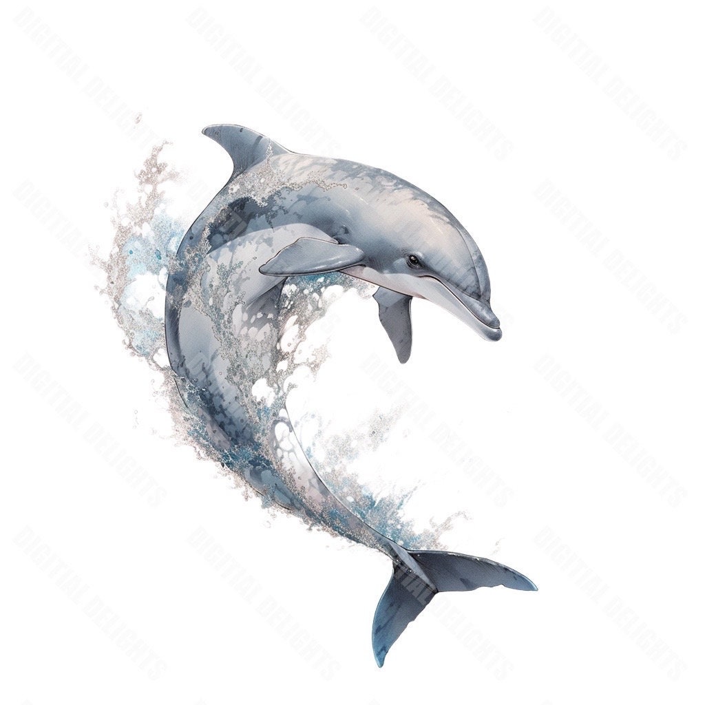 Dolphin PNG Clipart, Abstract Watercolor Design (digital Download) - Etsy