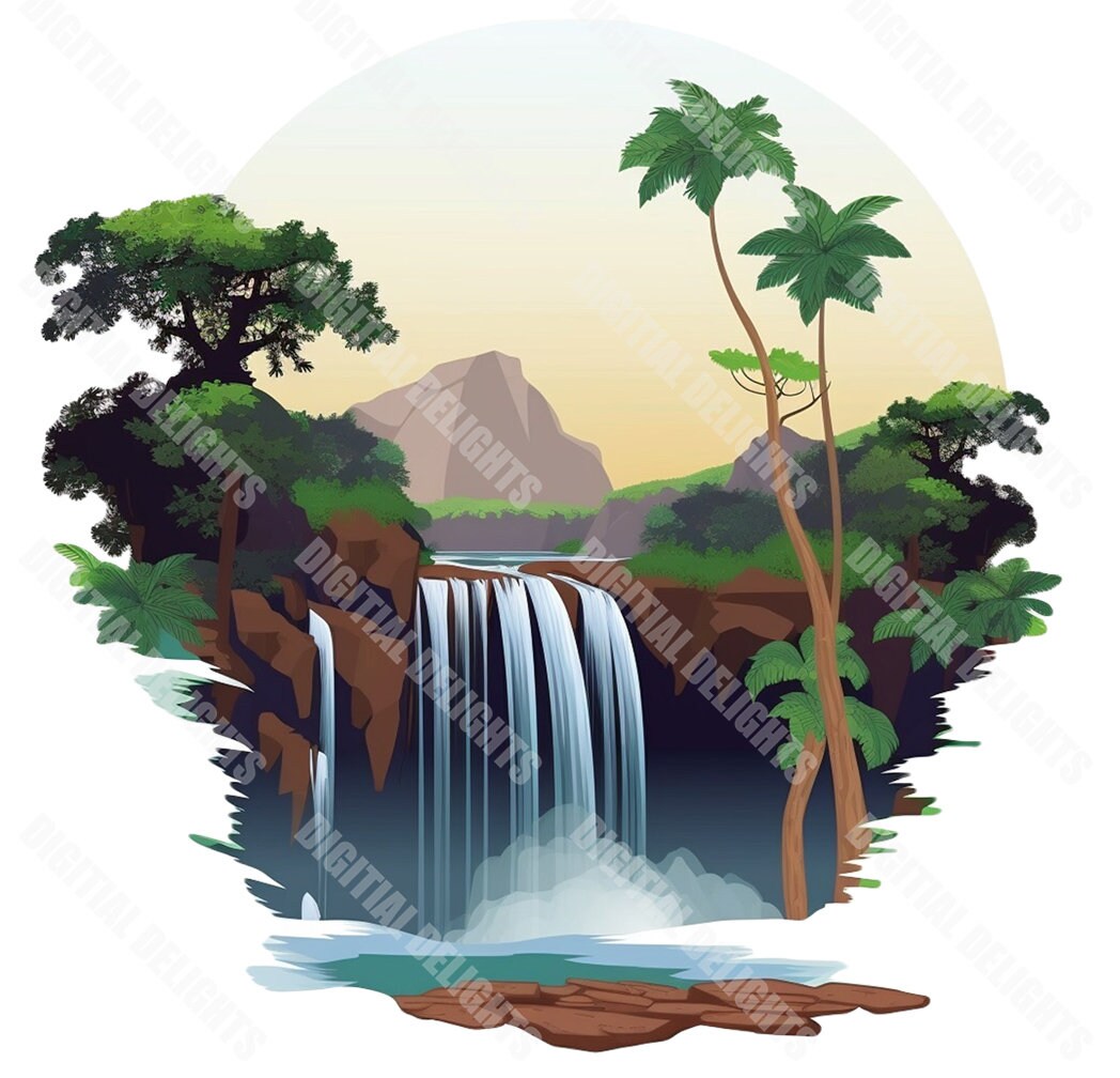 African Waterfalls Clipart – High-quality PNG Images (digital Download ...
