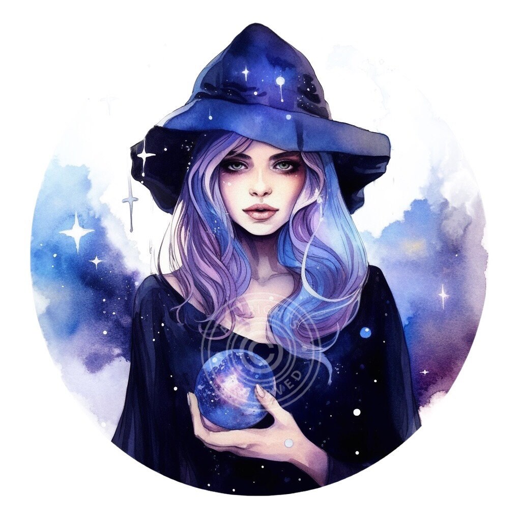 Gothic Witch Portrait Clipart 20 PNG Images Watercolor Gothic Witch ...