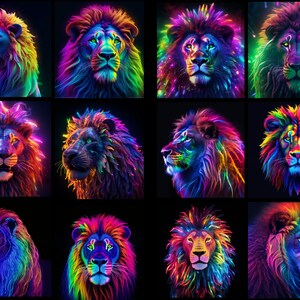 100 Pictures of Neon Lion Download, Neon Lion Instant Downloadable Wallpaper, Digital Download ...