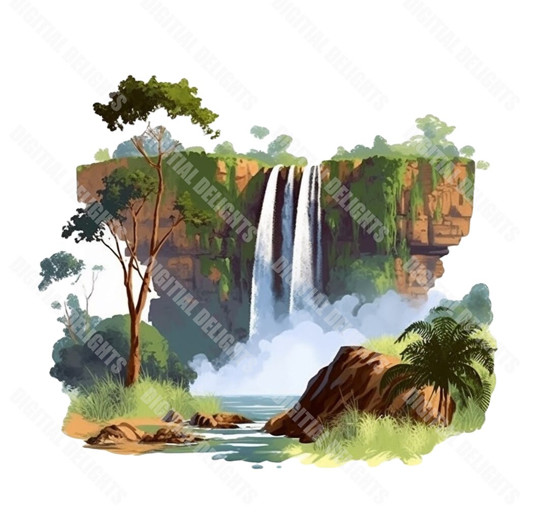 African Waterfalls Clipart 9 Images High Quality Png's - Digital ...