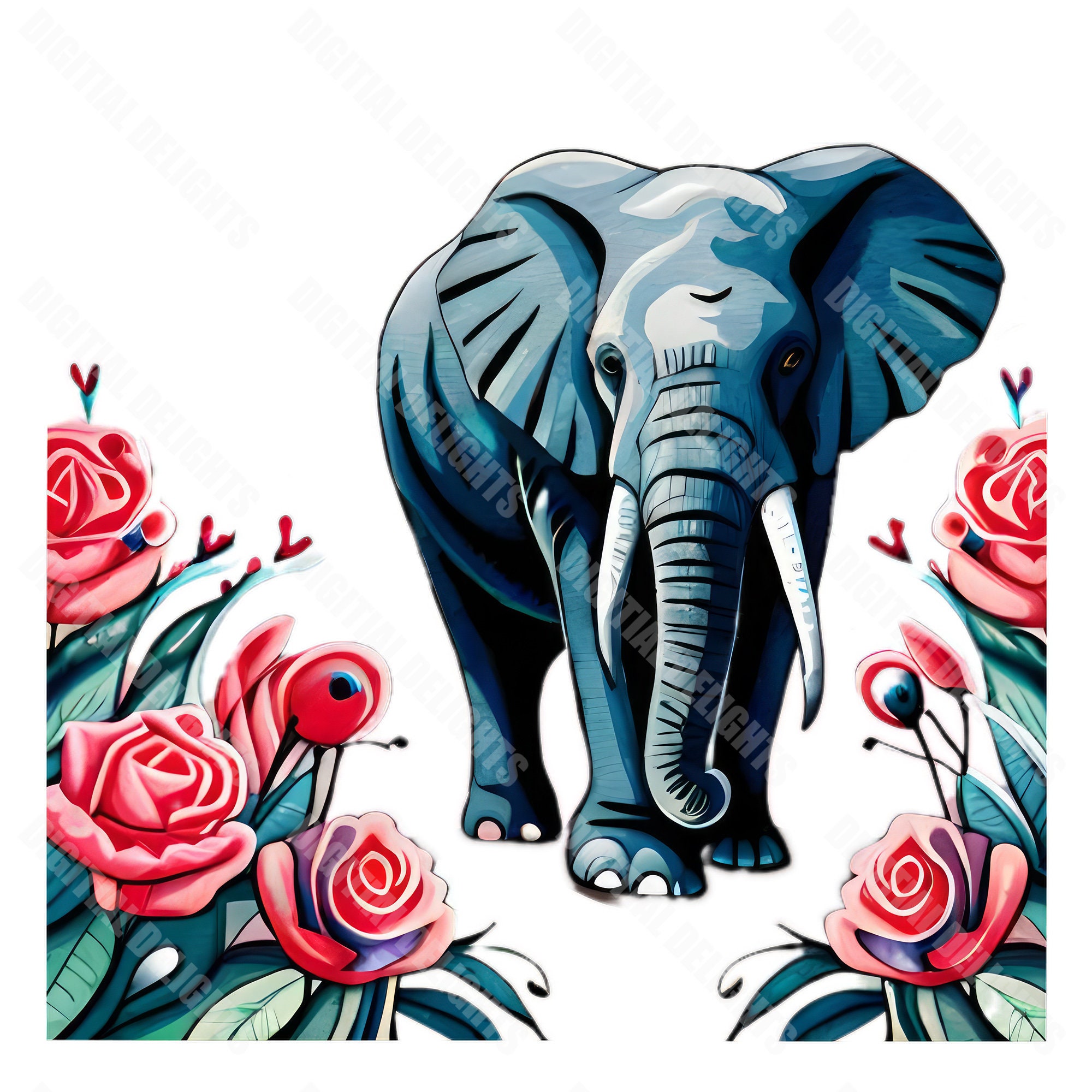 X4 Elephant Roses PNG Images, Elephant Clipart, Designs, Free ...