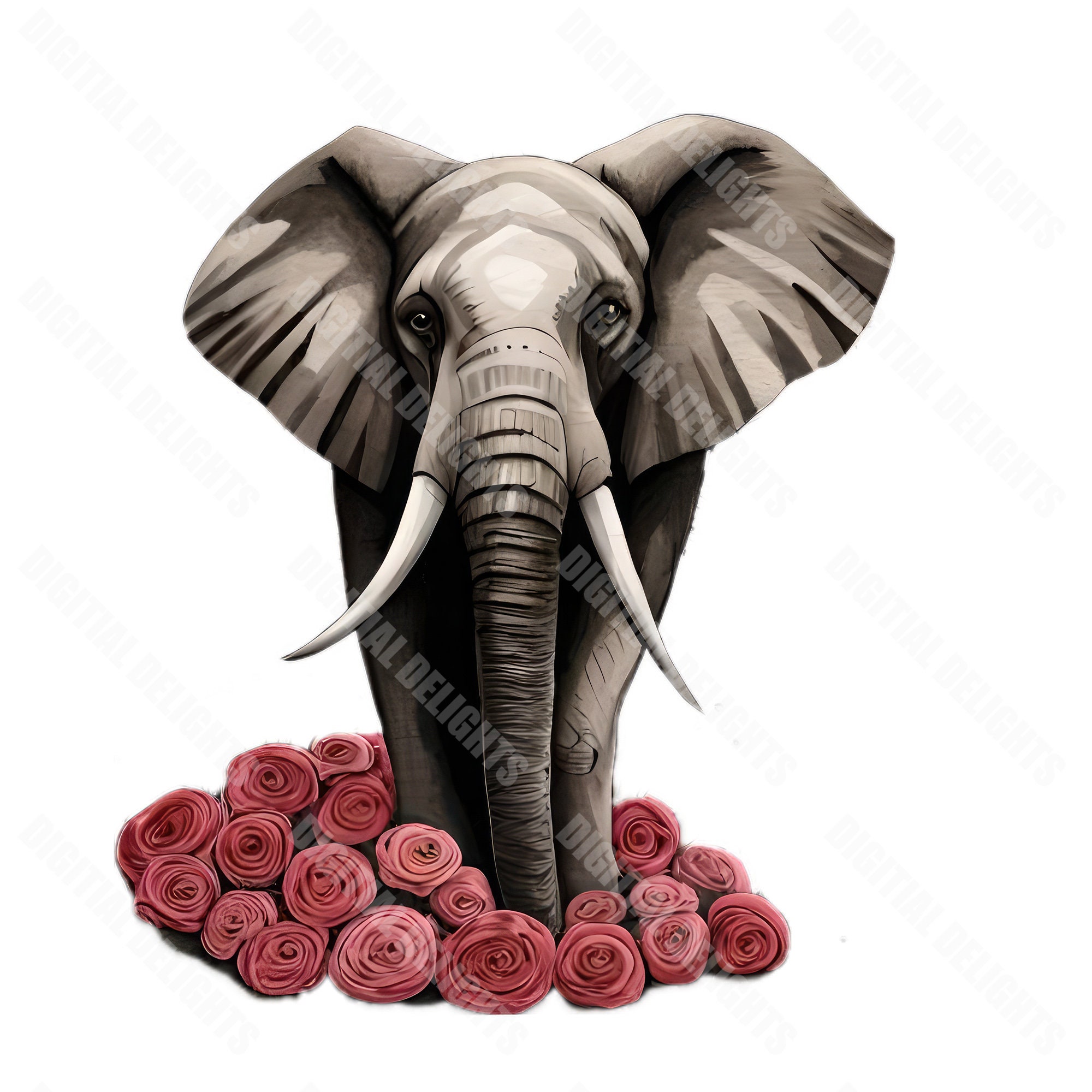 X4 Elephant Roses PNG Images, Elephant Clipart, Designs, Free ...