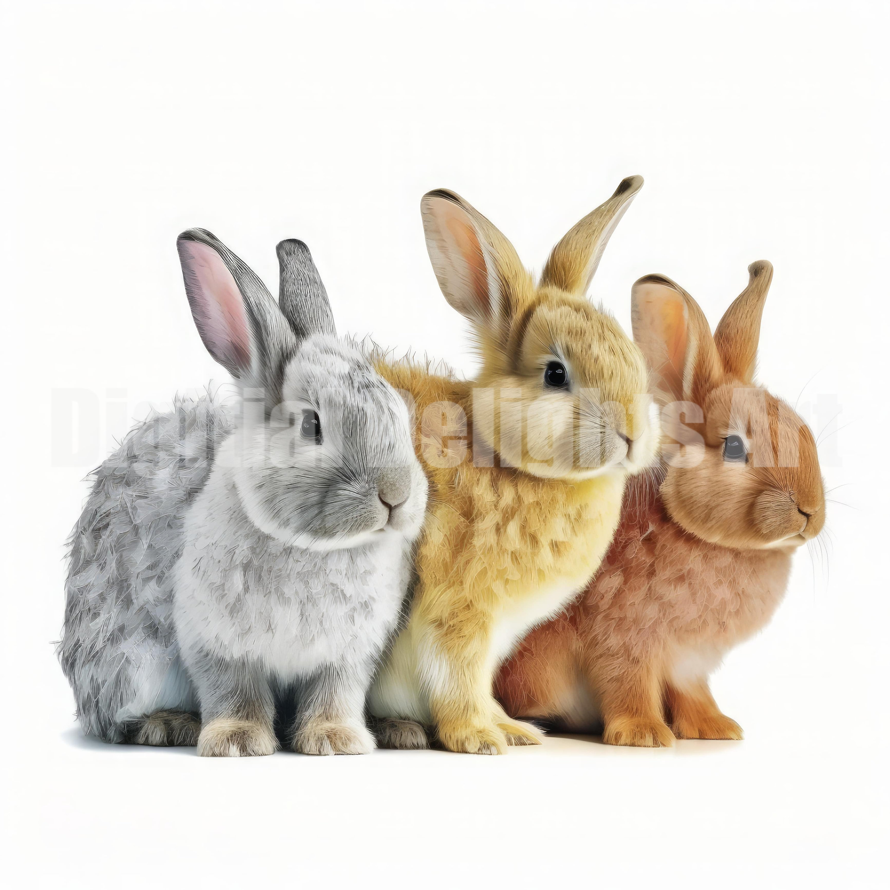 Three Bunny Rabbits PNG Digital Download Files - Bunnies Rabbits ...