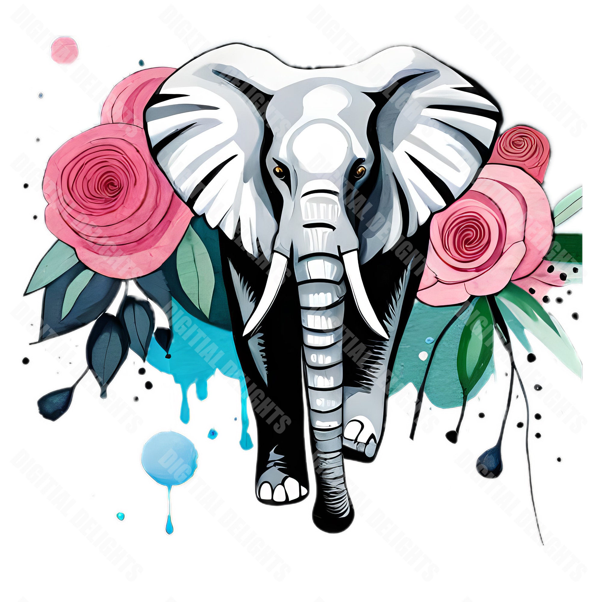 X4 Elephant Roses PNG Images, Elephant Clipart, Designs, Free ...